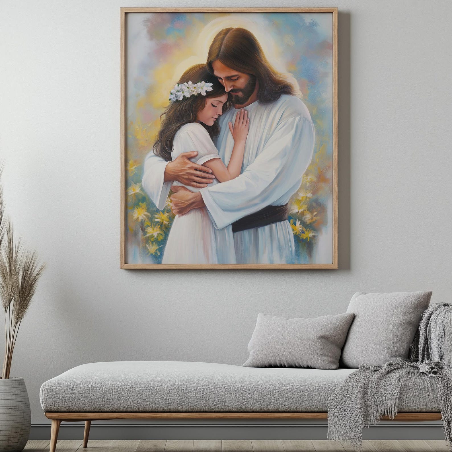 Jesus Embracing Child, Jesus Hugging Little Girl Watercolor Art ...