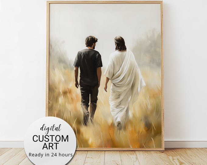 Custom Walking With Jesus, Jesus Christ Walking, Christian Art Painting ...
