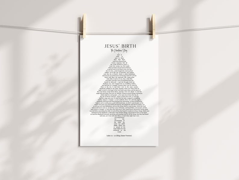 Christmas Story, Luke 2 1-21, Bible Verse Decor, Jesus Birth Scripture ...