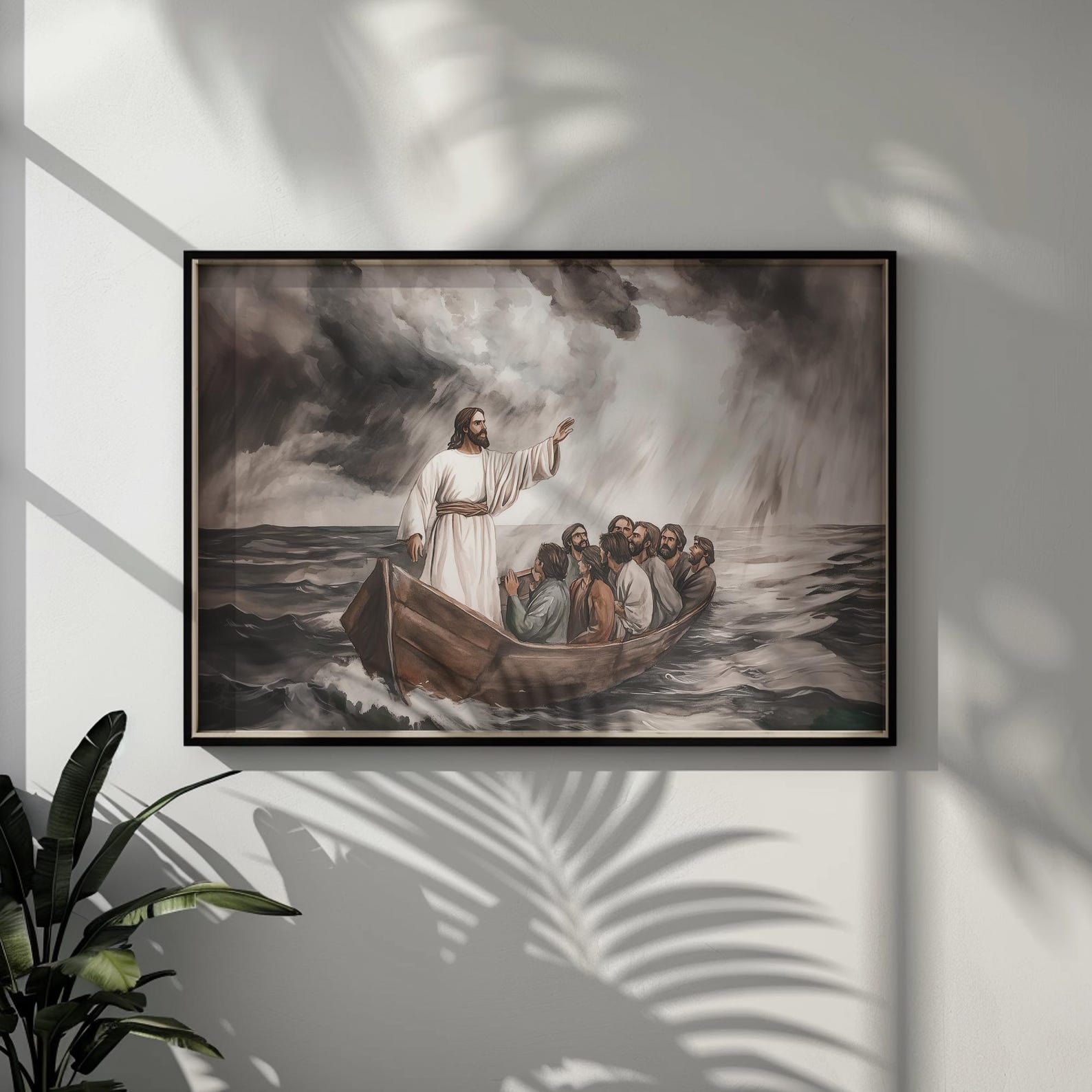 Jesus Calms the Storm, Jesus Watercolor Painting Printable Poster, LDS ...
