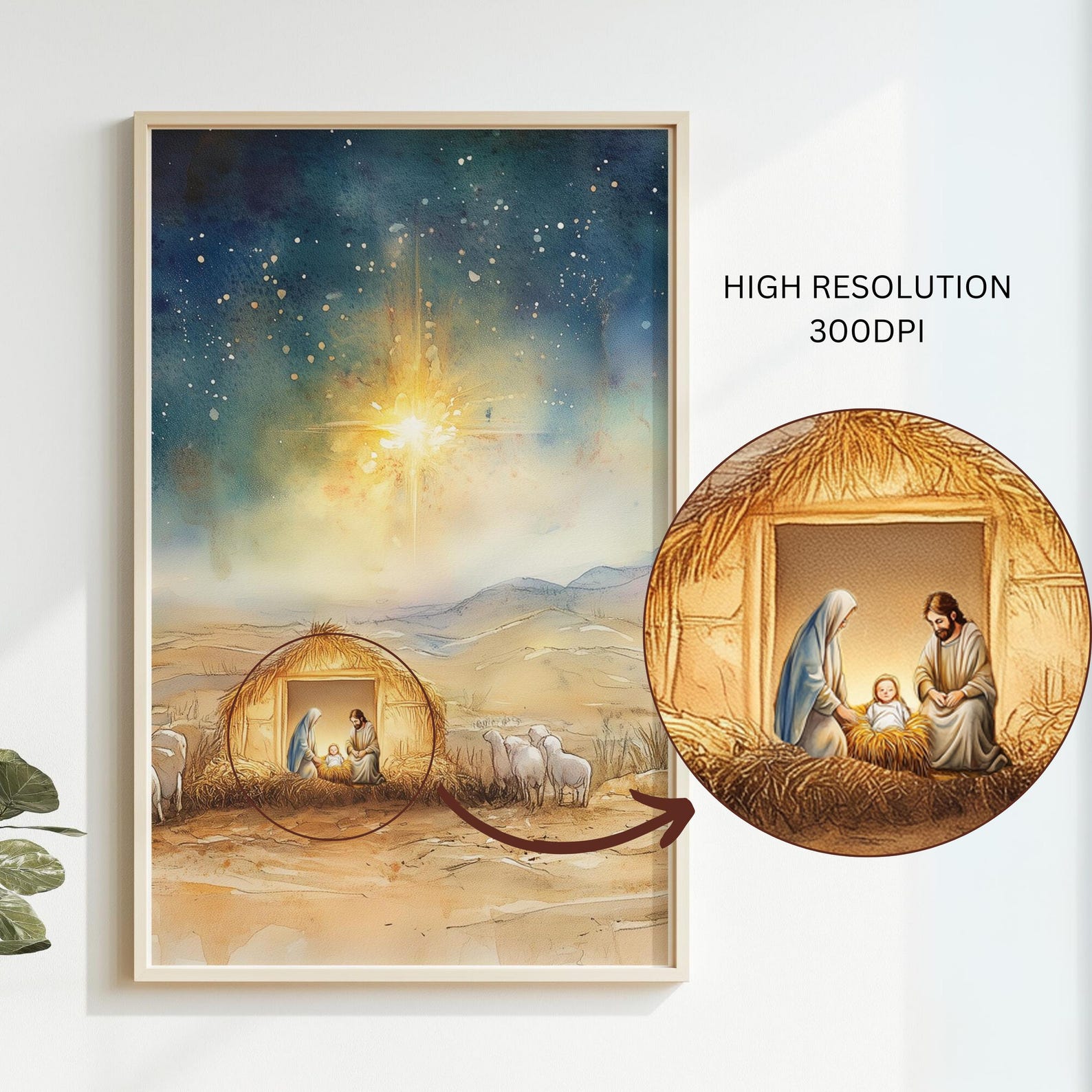Set of 3 Nativity Scene Wall Art, Watercolor Nativity Set Printable ...