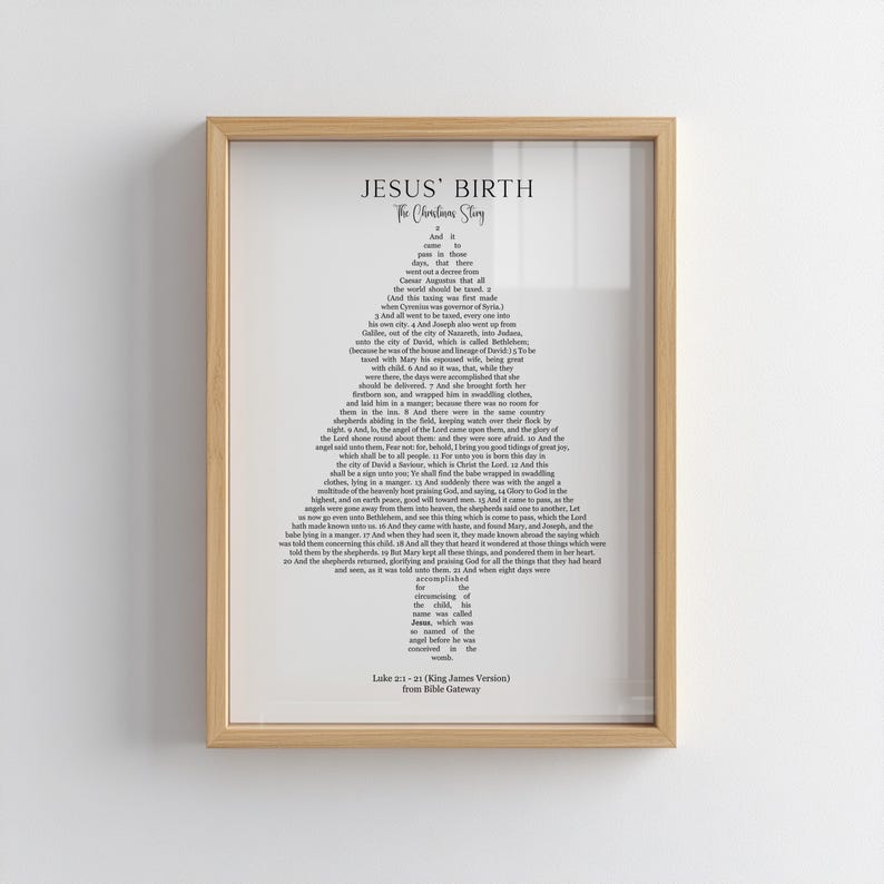 Christmas Story Printable Wall Art, Luke 2 1-21, Jesus Birth Scripture ...