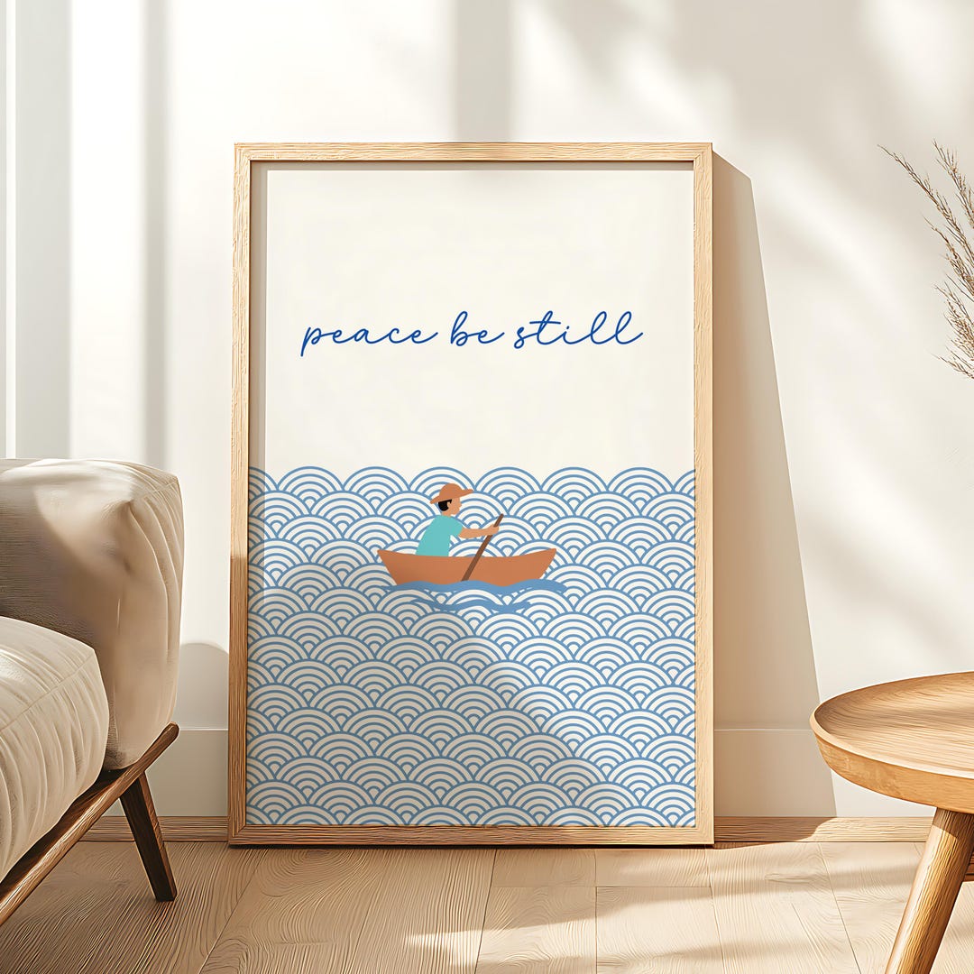 Peace Be Still Minimalist Art, Scripture Blue Wall Art, Jesus Print, Be ...