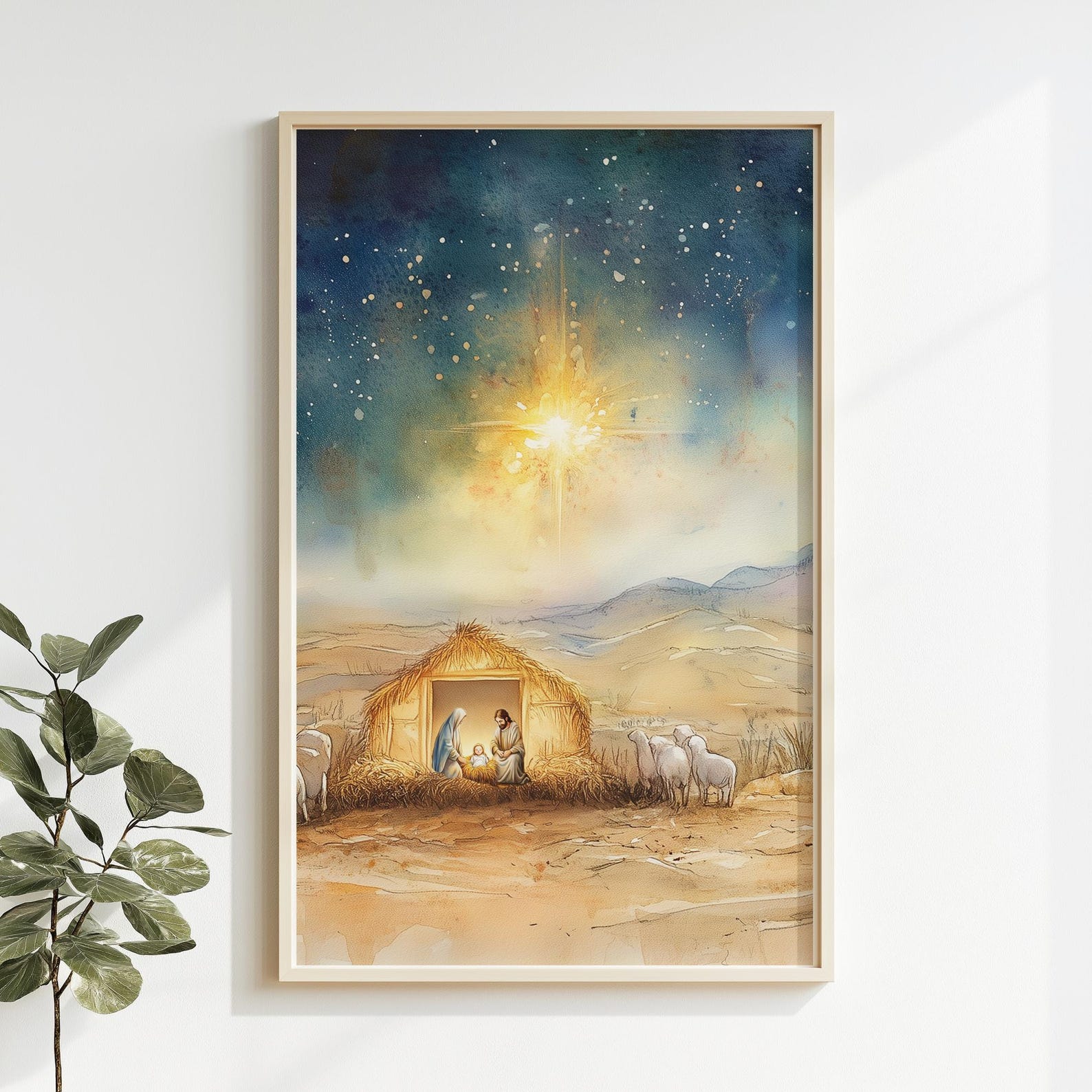 Set of 3 Nativity Scene Wall Art, Watercolor Nativity Set Printable ...