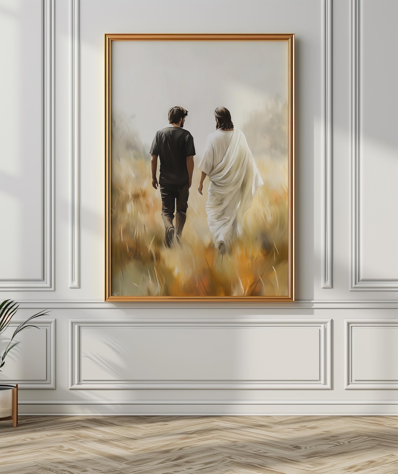 Man Walking With Jesus, Jesus Christ Walking, Christian Art Painting ...