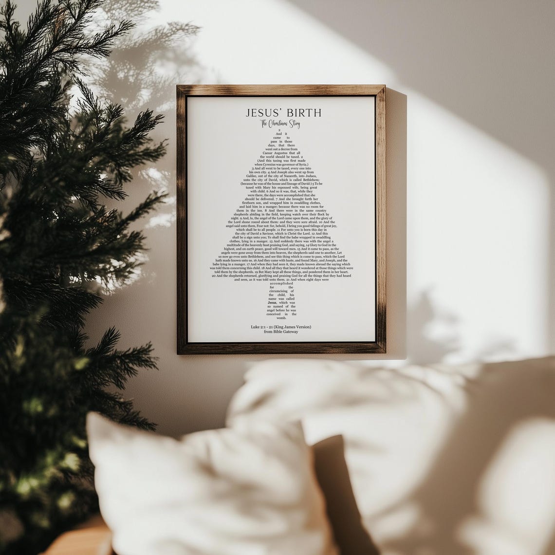 Christmas Story Printable Wall Art, Luke 2 1-21, Jesus Birth Scripture ...