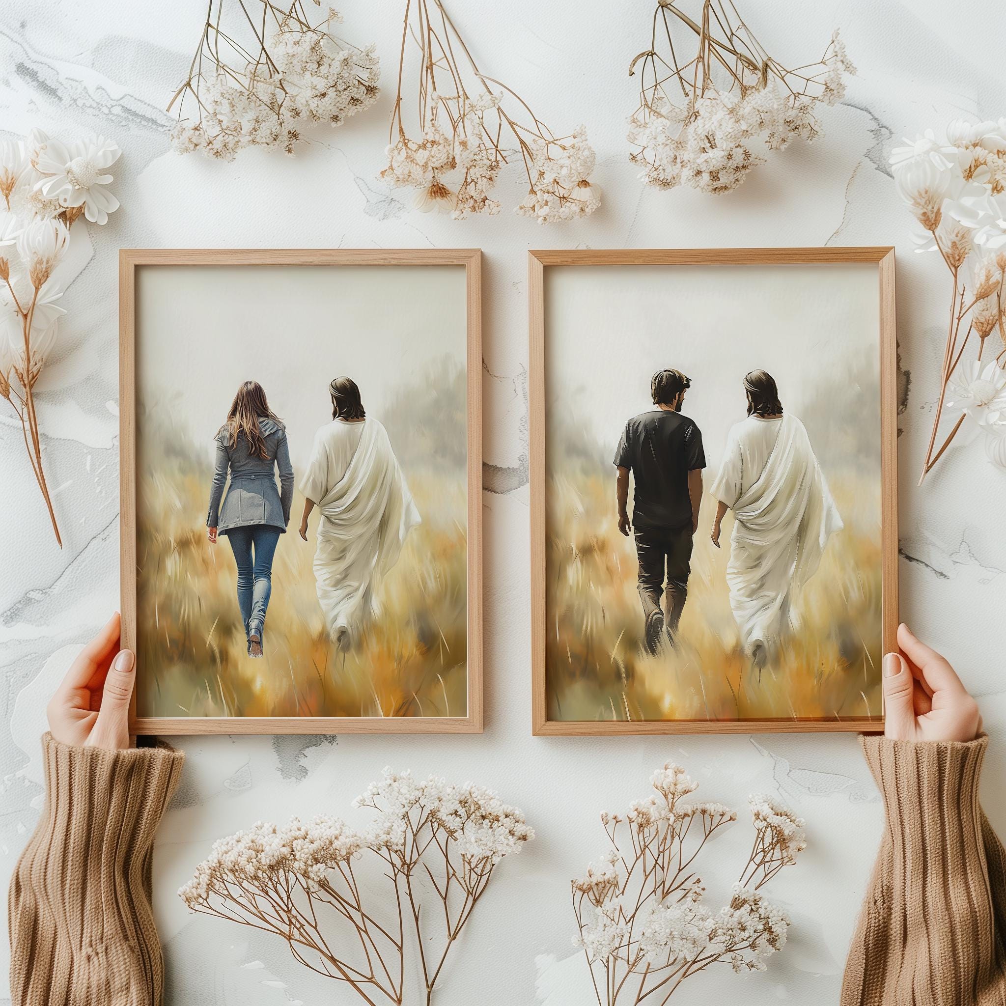 Custom Walking With Jesus, Jesus Christ Walking, Christian Art Painting ...