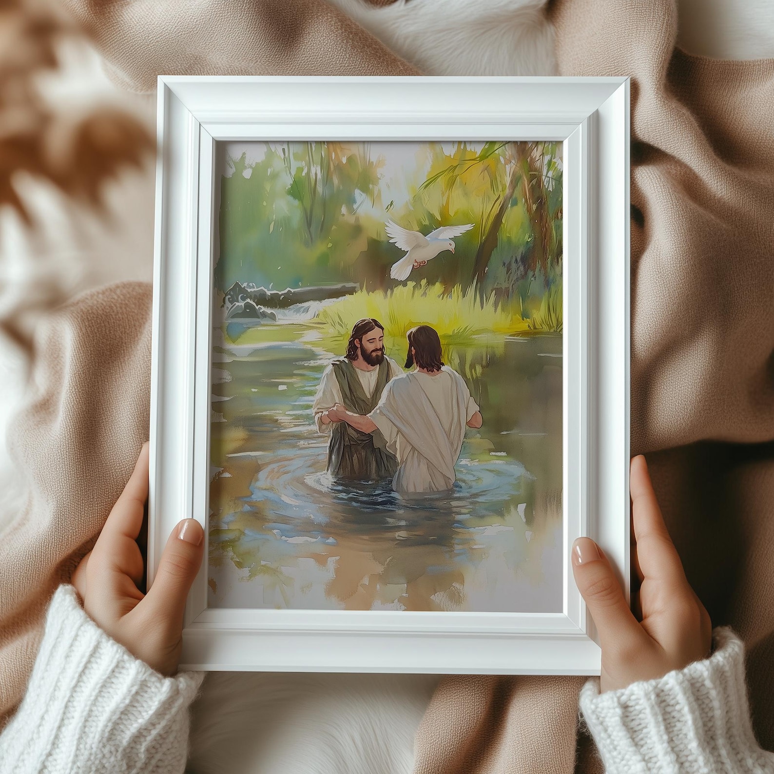 Baptism of Jesus Christ, Jesus and John the Baptist Art, Watercolor ...