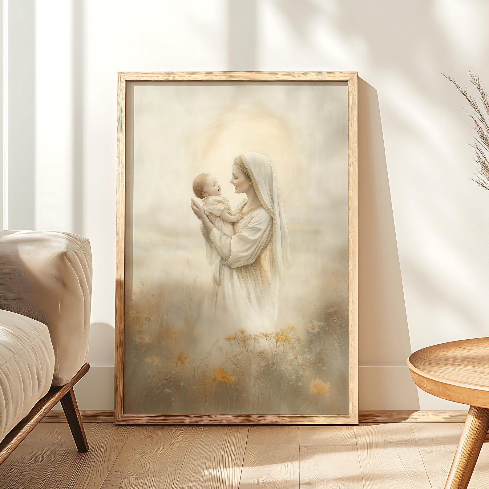 Virgin Mary and Baby Jesus, Painting of Mary Holding Baby Jesus, Modern ...