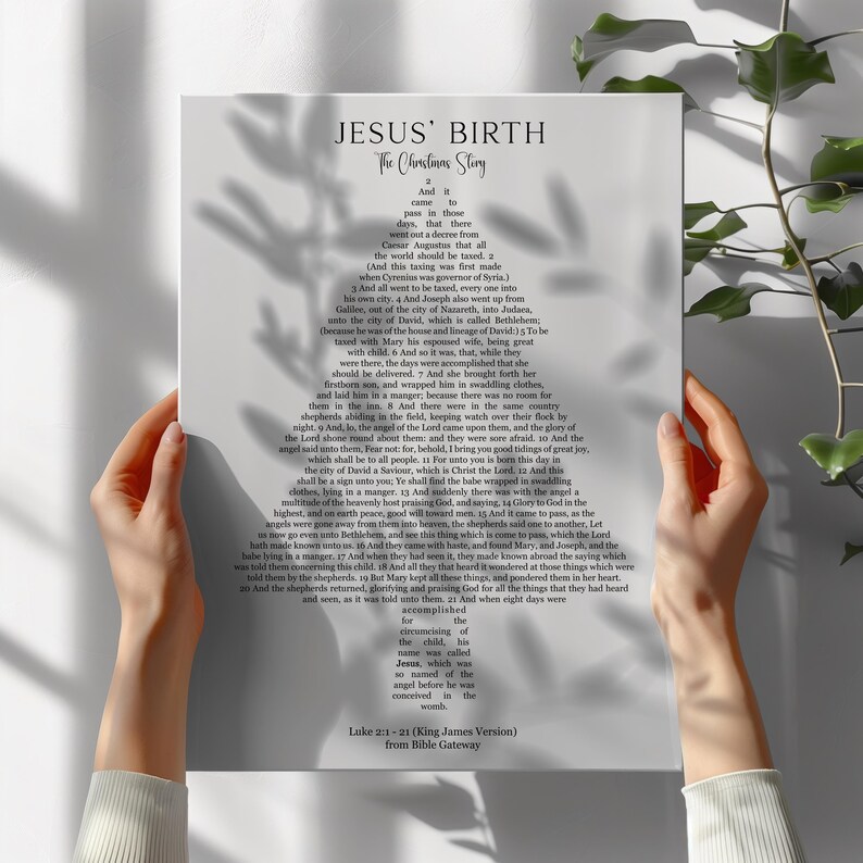 Christmas Story Printable Wall Art, Luke 2 1-21, Jesus Birth Scripture ...