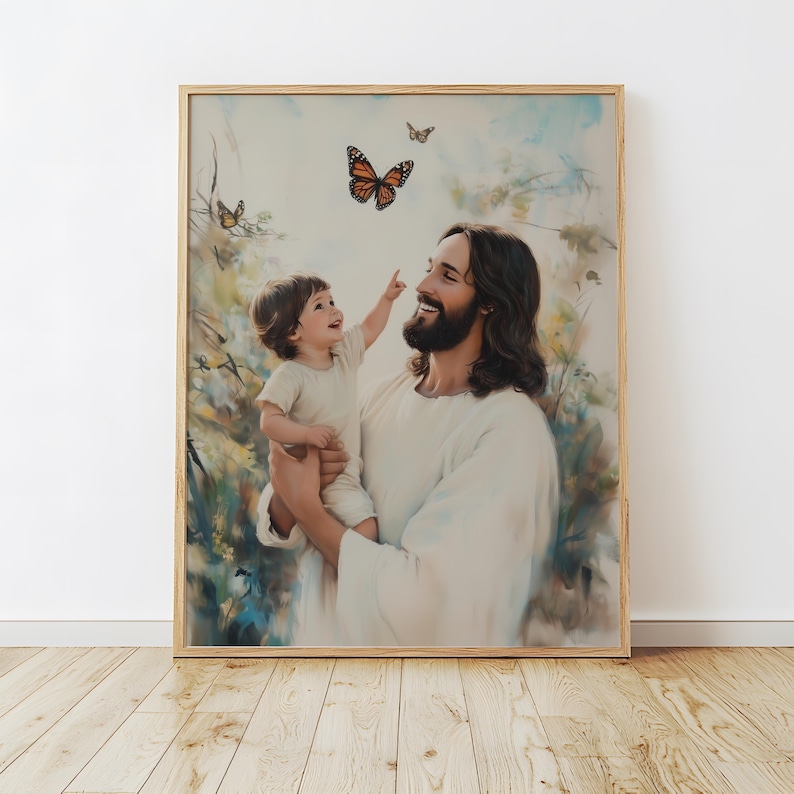 Heartwarming Jesus Painting With Child, Laughing Jesus Christ Art ...