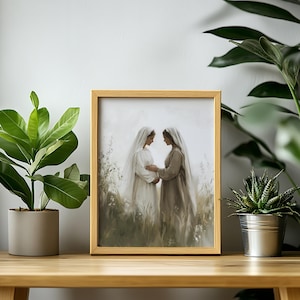 The Visitation of Mary, Mary and Elizabeth Painting Art Print, Mother's ...