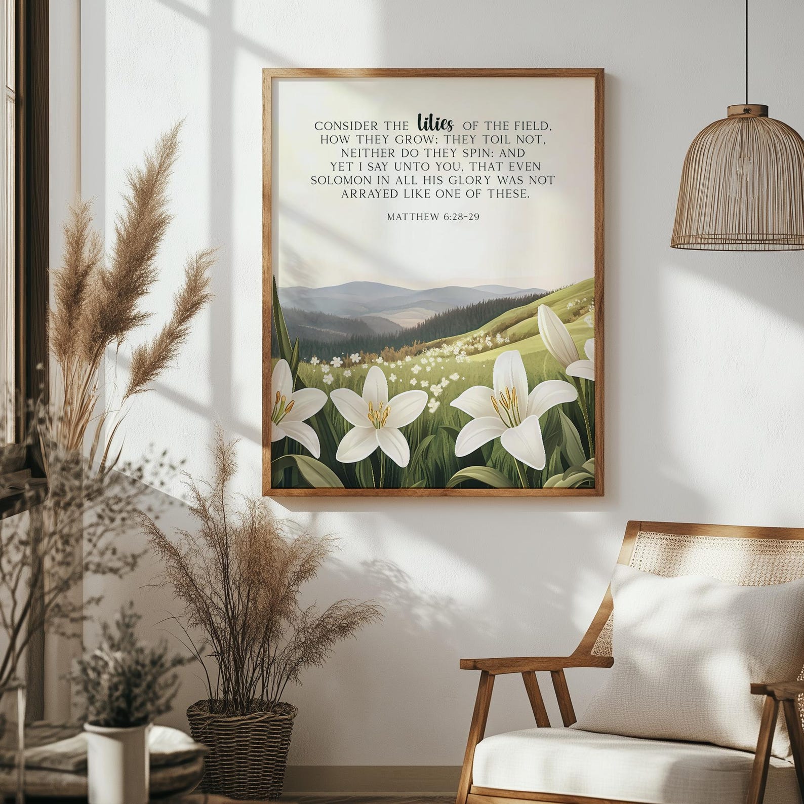 Consider the Lilies, Matthew 6:28 Floral Bible Art Print, Lily ...