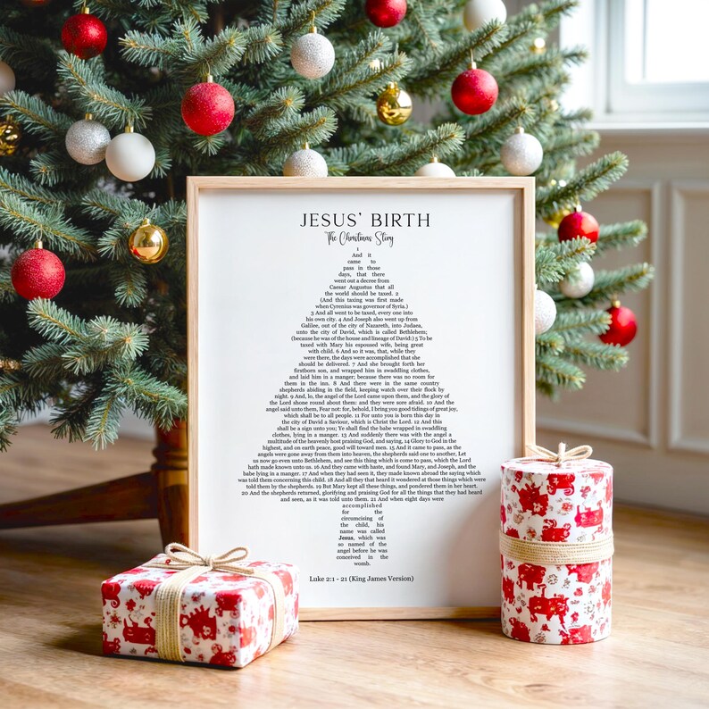 Christmas Story, Luke 2 1-21, Bible Verse Decor, Jesus Birth Scripture ...
