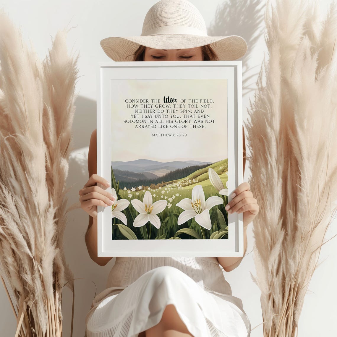 Consider the Lilies, Matthew 6:28 Floral Bible Art Print, Lily ...
