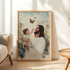 Heartwarming Jesus Painting With Child, Laughing Jesus Christ Art ...