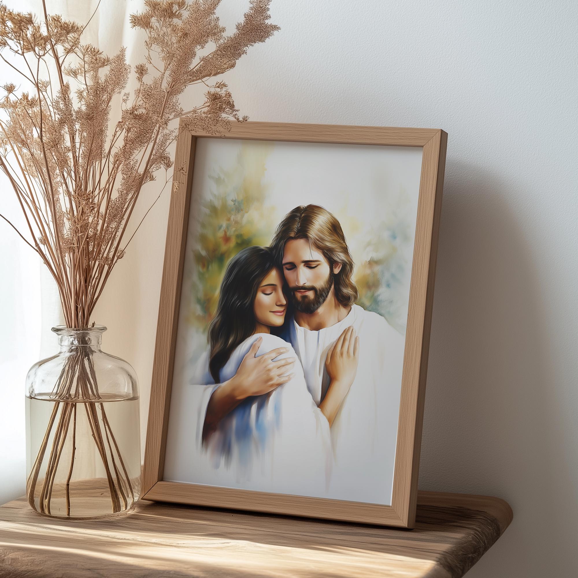 Healing Embrace, Jesus Hugging Woman, Digital Download, Modern ...