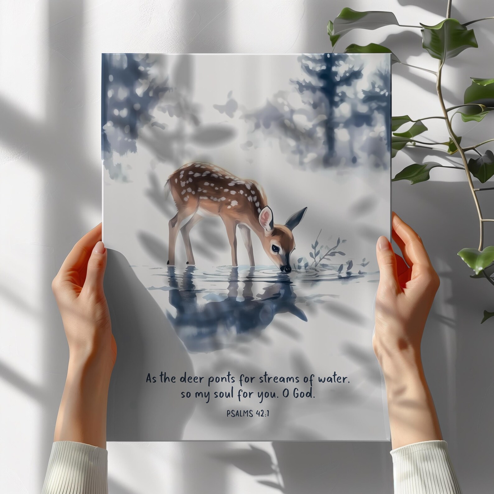 Psalm 42 1 Wall Art, Deer Bible Verse Print, Illustrated Faith, Nursery ...
