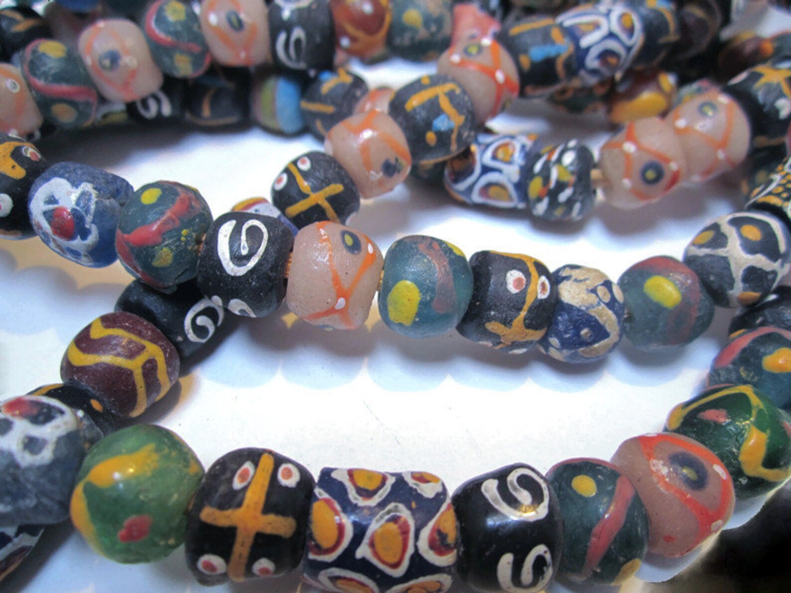 Vintage Ghana Powder Glass Beads: Two Strands, Craft Jewelry Supplies ...