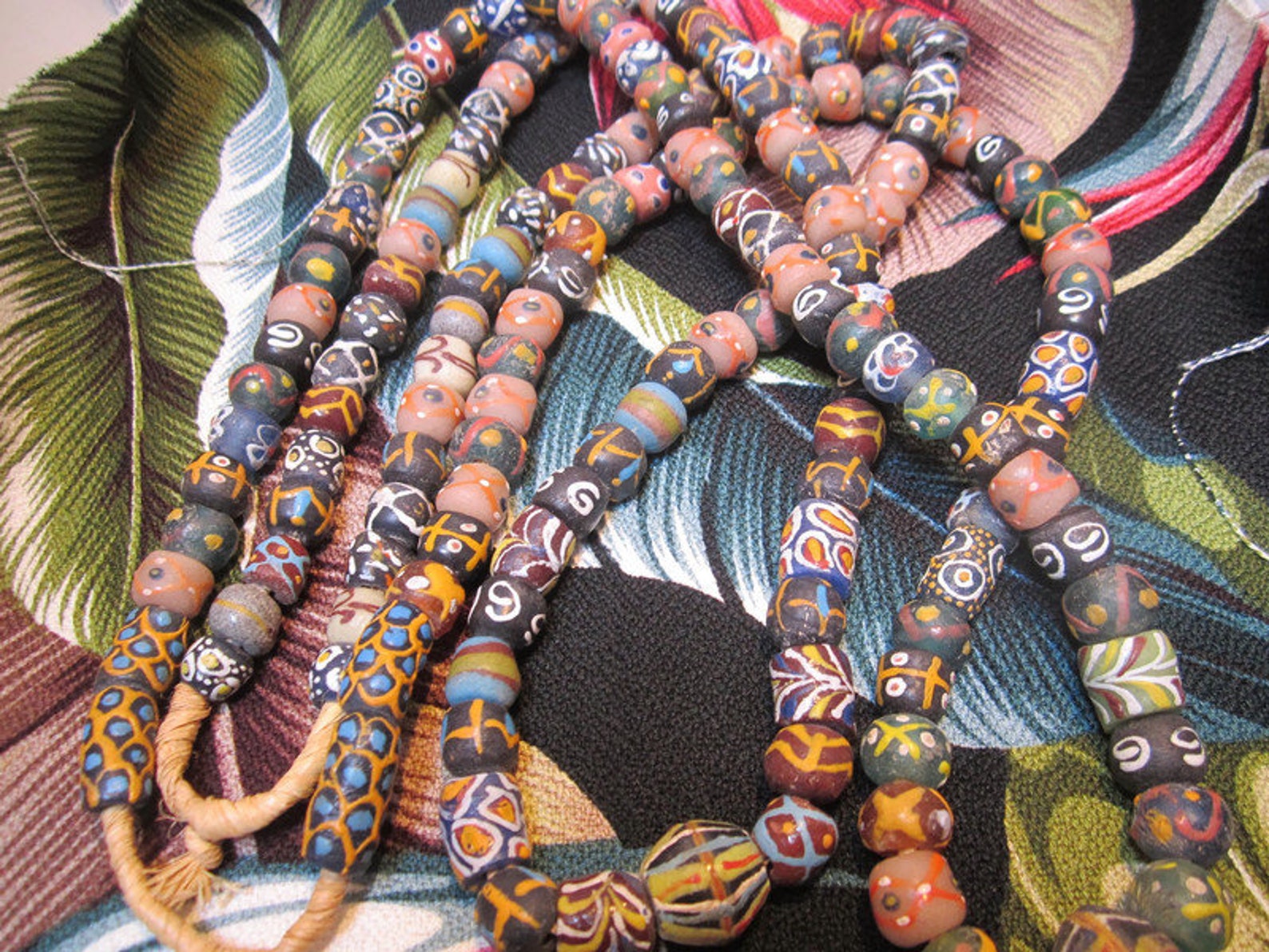 Vintage Ghana Powder Glass Beads: Two Strands, Craft Jewelry Supplies ...