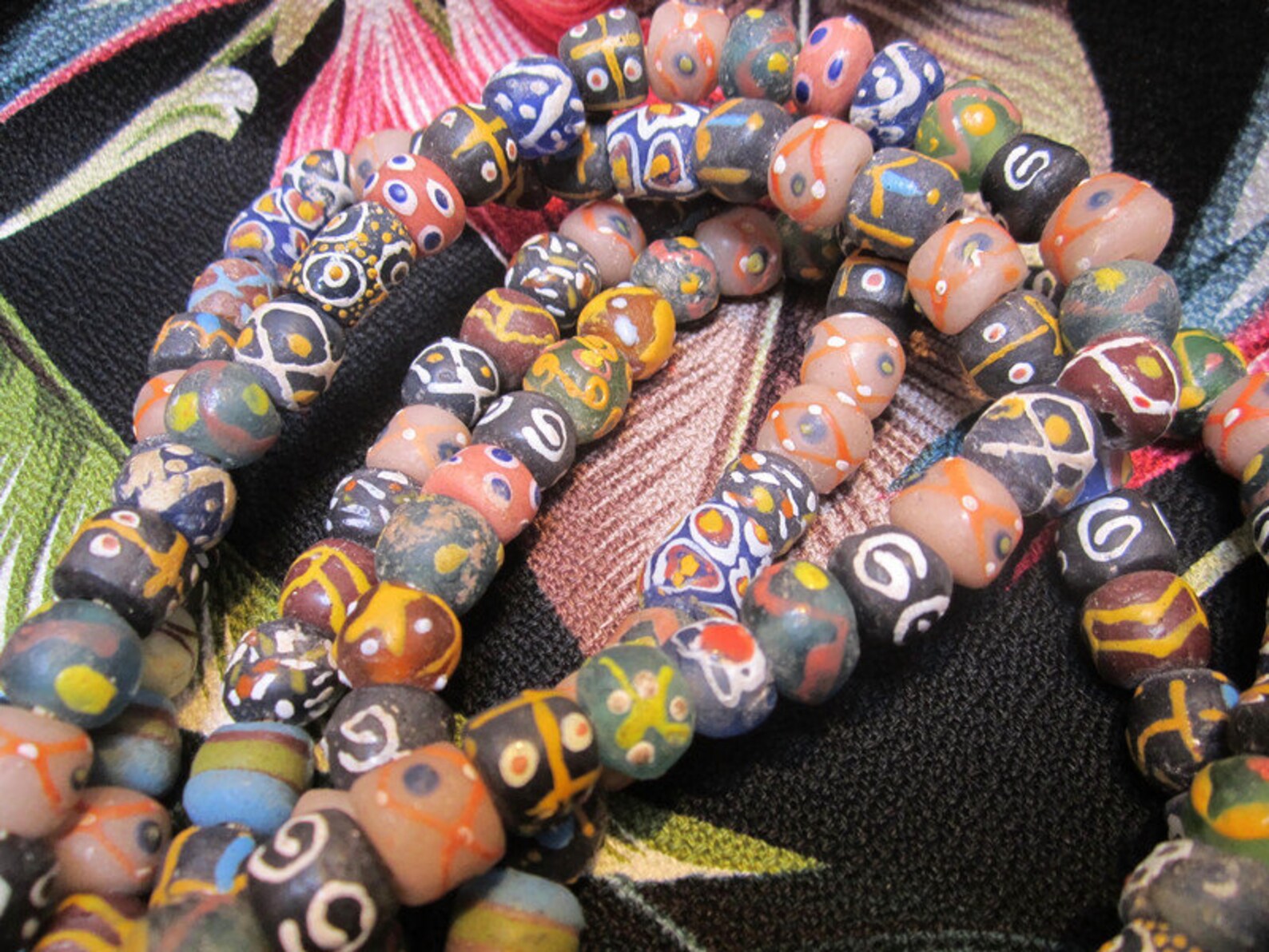Vintage Ghana Powder Glass Beads: Two Strands, Craft Jewelry Supplies ...