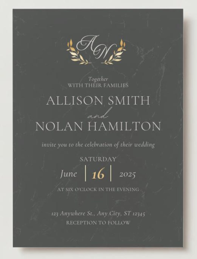 Classic Elegance Wedding Invitation (dark) - Etsy