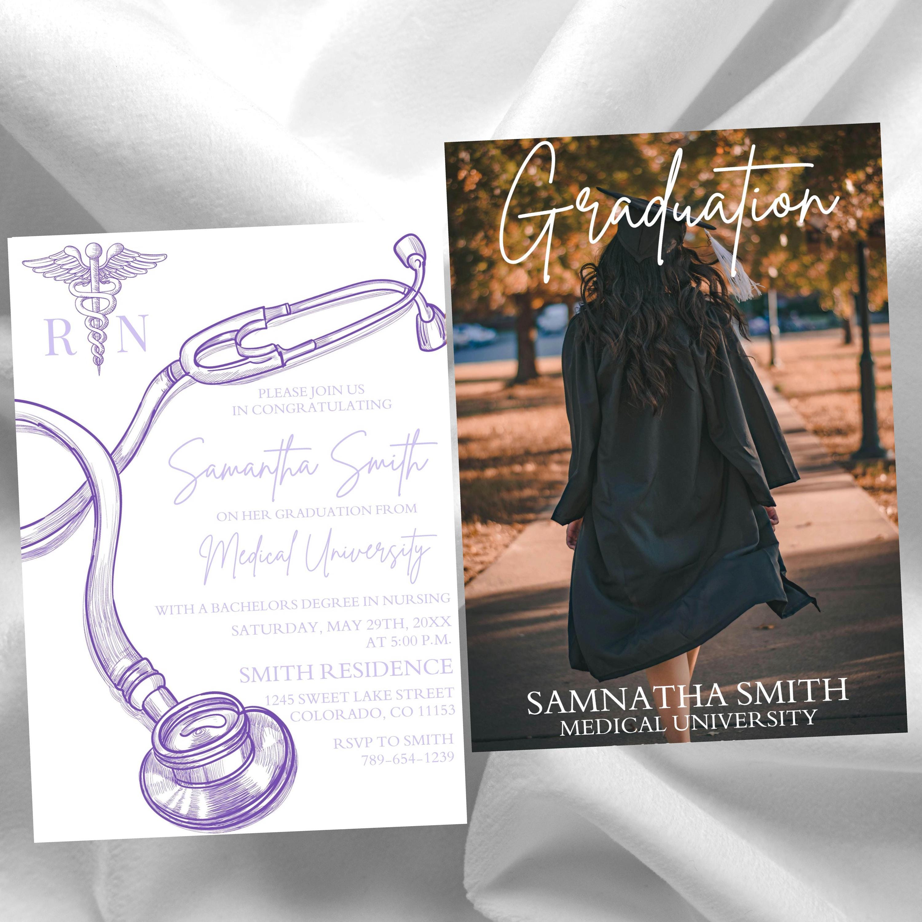 Editable Graduation Party Invitation, Nursing Graduation Invitation ...