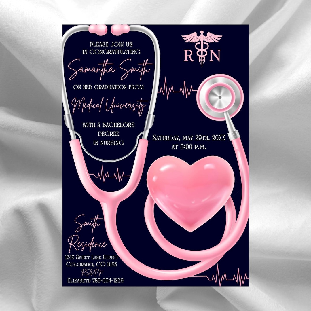 Editable Nursing Graduation Invitation, Registered Nurse Invitation, RN ...
