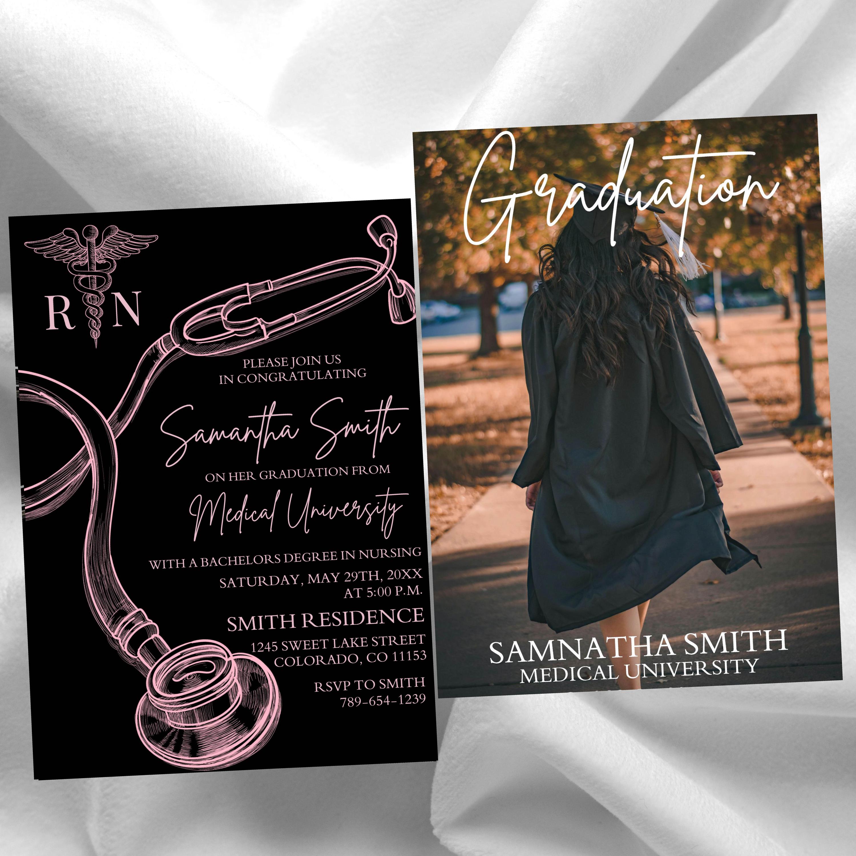 Editable Graduation Party Invitation, Nursing Graduation Invitation ...