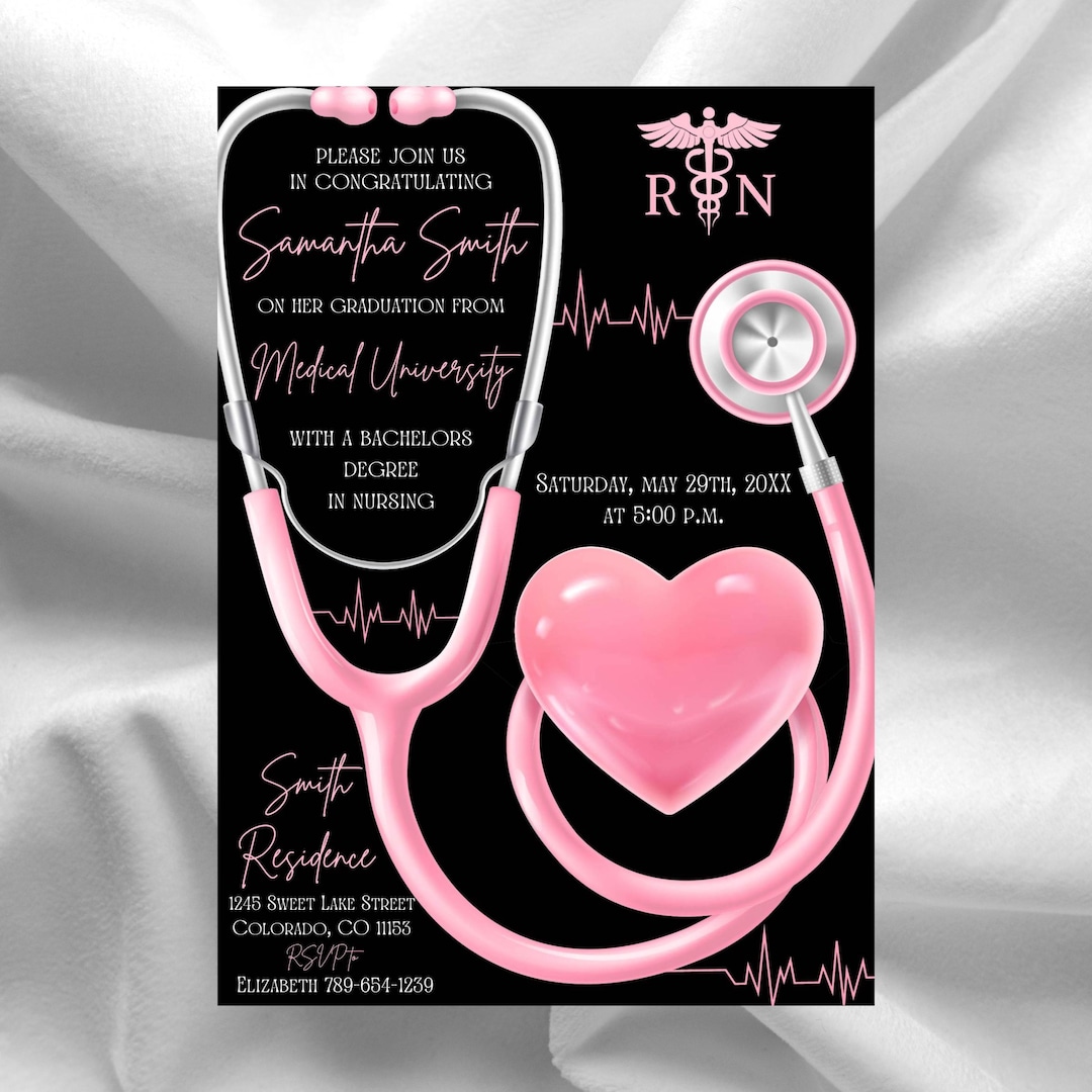 Editable Nursing Graduation Invitation, Registered Nurse Invitation, RN ...