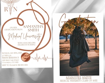 Editable Graduation Party Invitation, Nursing Graduation Invitation ...