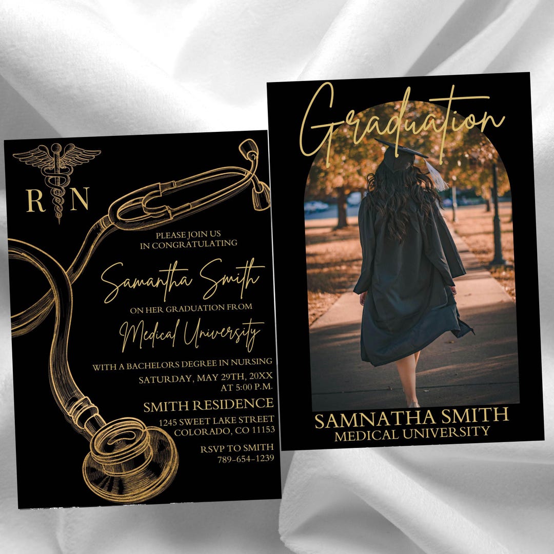 Editable Graduation Party Invitation, Nursing Graduation Invitation ...