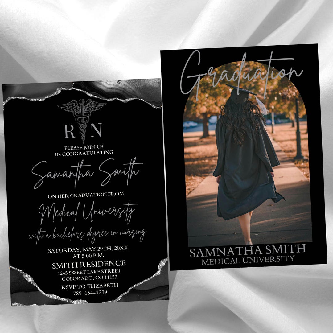 Editable Graduation Party Invitation, Nursing Graduation Invitation ...