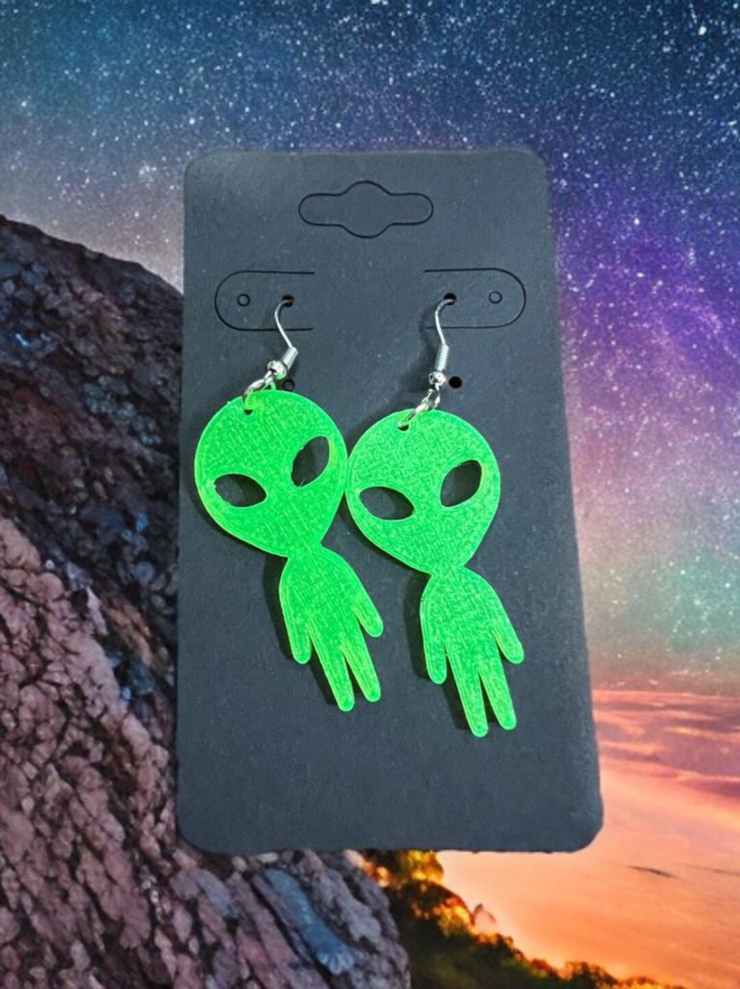 Alien Earrings – Black or Purple, 3D Printed Cosmic Jewelry, Unique Sci ...
