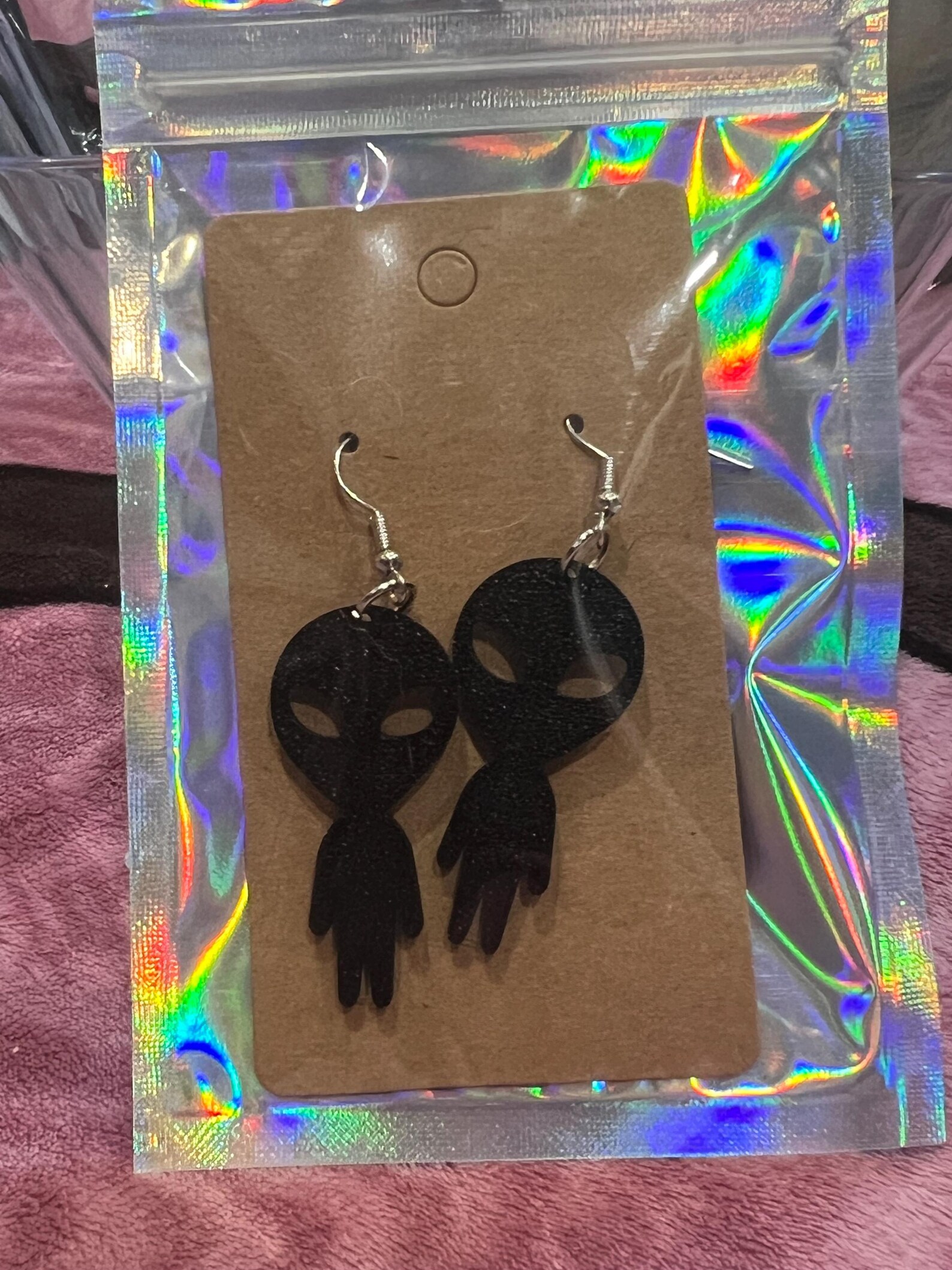 Alien Earrings – Black or Purple, 3D Printed Cosmic Jewelry, Unique Sci ...