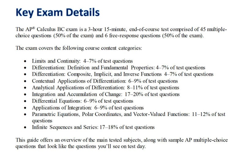AP Calculus AB and BC Overview & Study Guide - Etsy