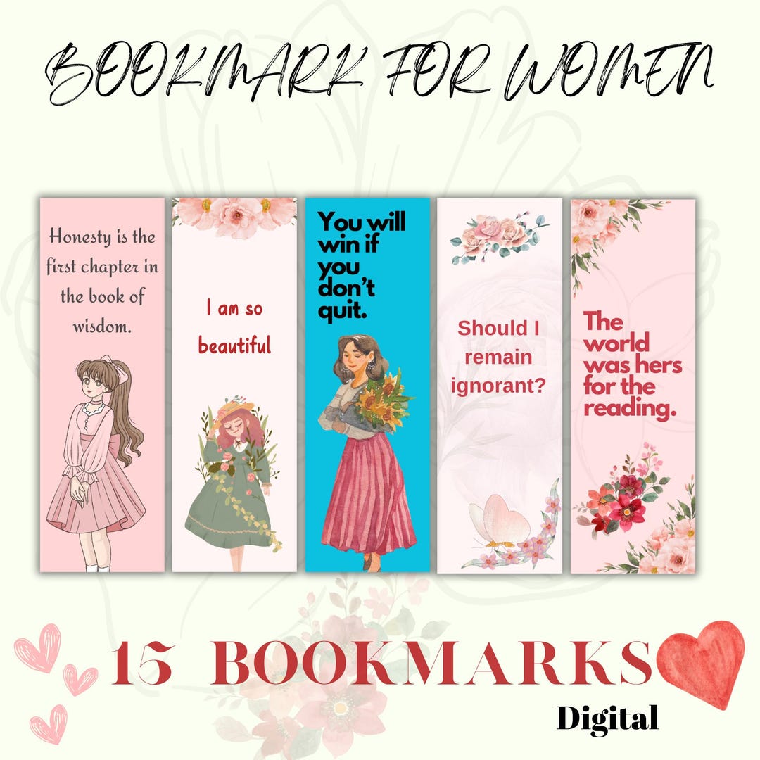 Women Bookmarks, Bookmark Template, Printable Bookmark, Written ...