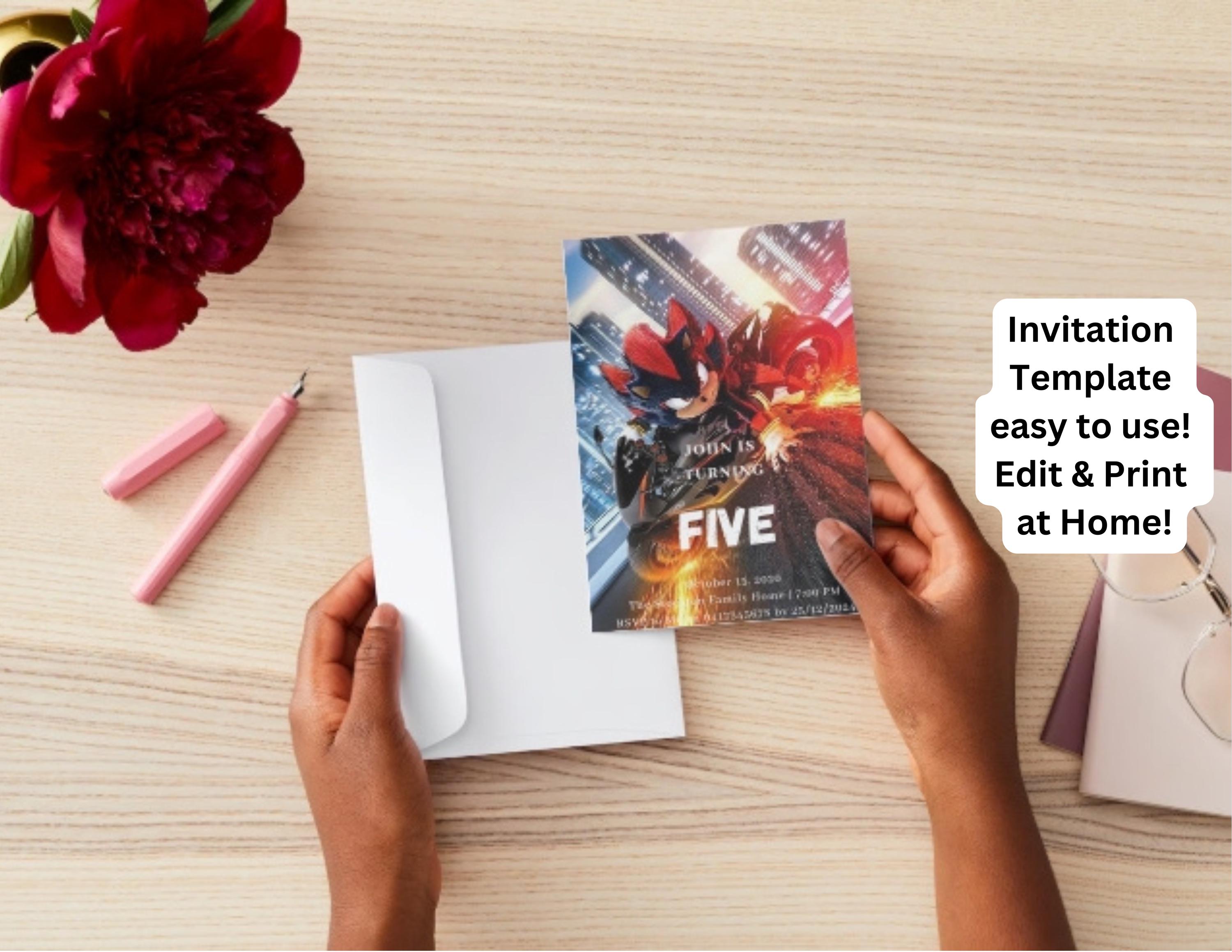 Sonic Shadow Kids Birthday Invitation, Customised, Instant Download ...