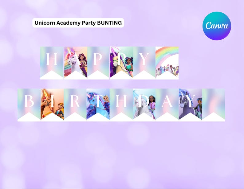 Unicorn Academy Themed Party Banner, Bunting, Party, Decor, Printable ...