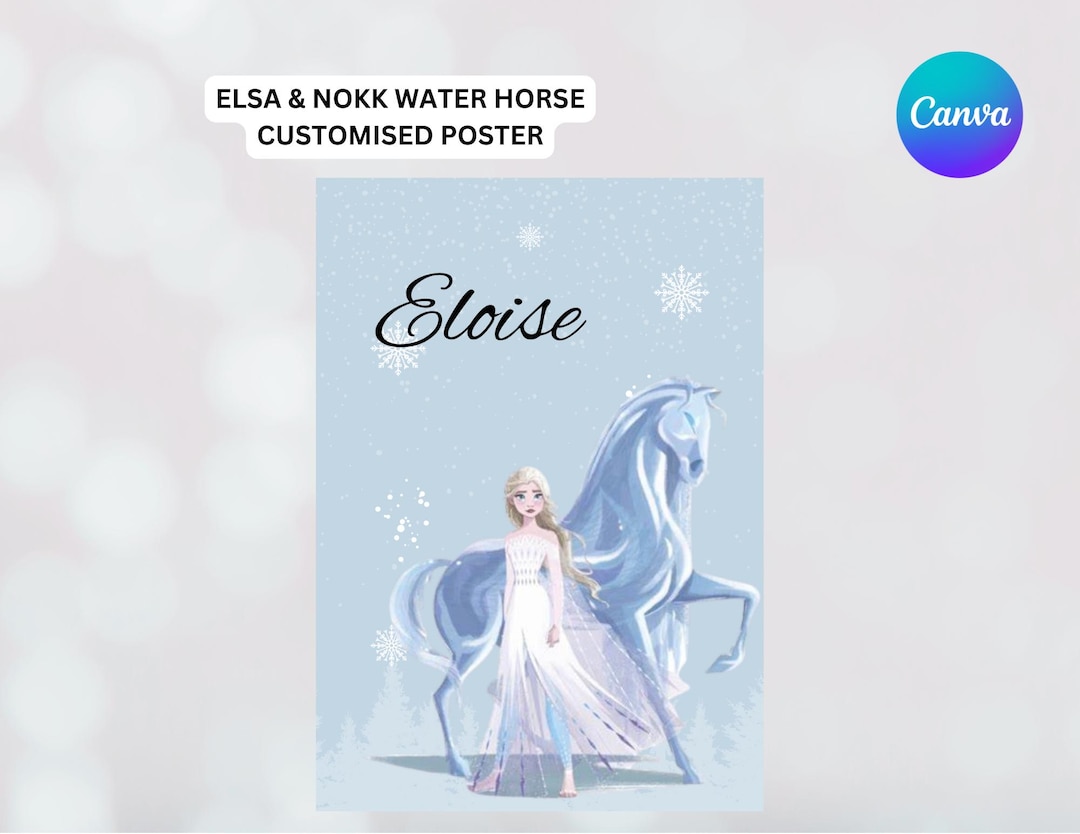 Elsa Frozen Nokk Poster, Customised, Digital, Editable, Wall Decor, A3 ...