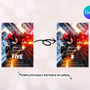 Sonic Shadow Kids Birthday Invitation, Customised, Instant Download ...