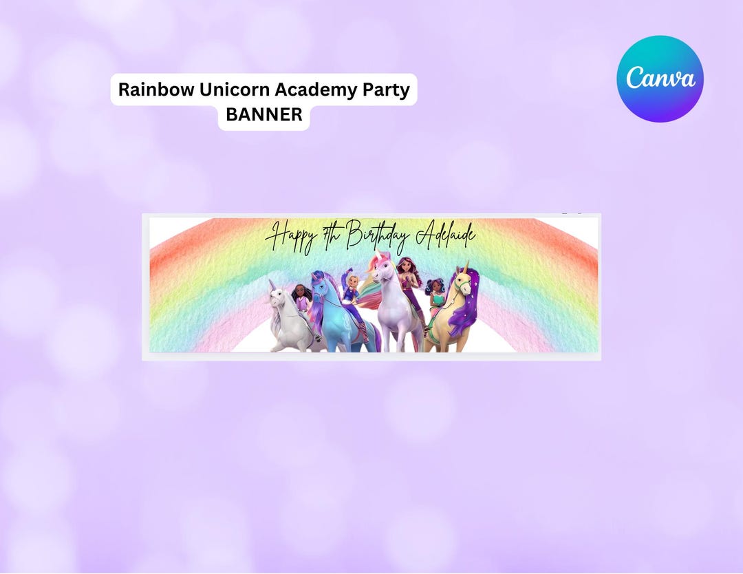 Unicorn Academy Party Banner: Rainbow Printable Bunting (DIY, Instant ...