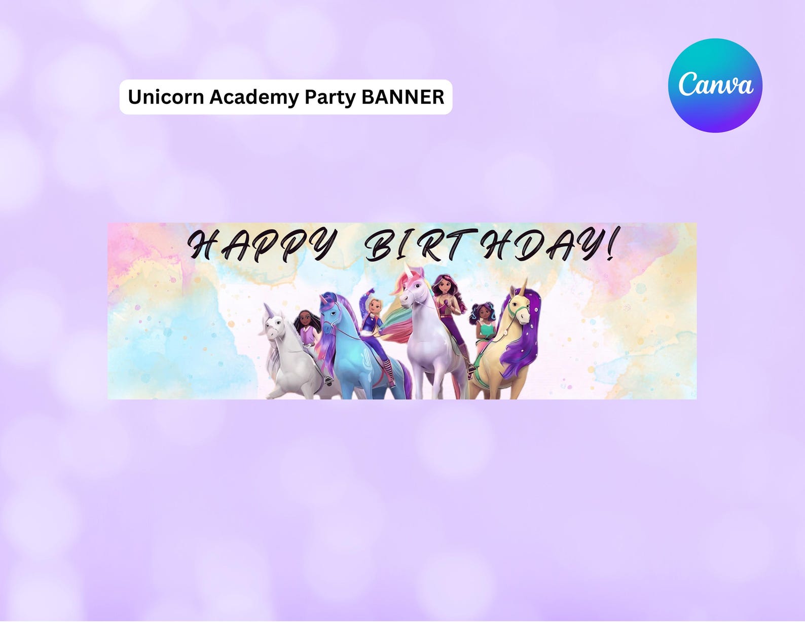 Unicorn Academy Party Banner: DIY Printable Decor (canva Template) - Etsy