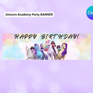 Unicorn Academy Party Banner: DIY Printable Decor (canva Template) - Etsy