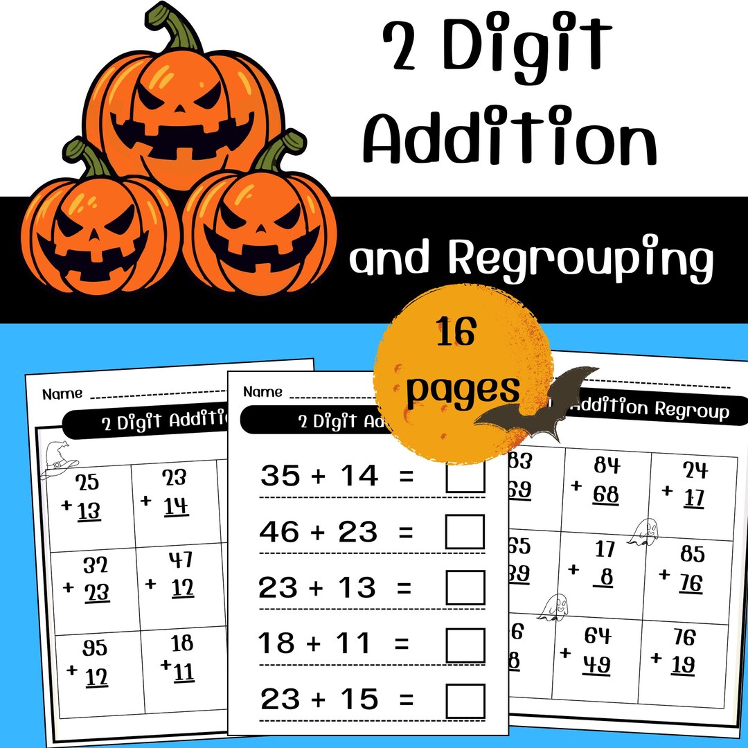 2 Digit Addition With and Without Regrouping for Kindergarden ...