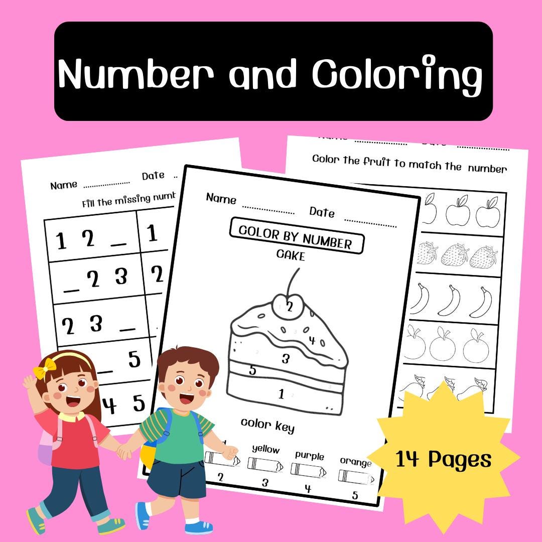 Fruit Color by Number Coloring Pages Pre School Worksheet - Etsy
