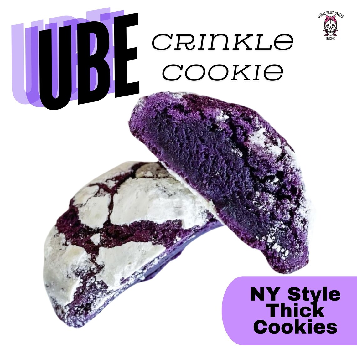 Ube Crinkle Cookie Recipe | Giant | Gooey | Thick | NY Style Cookies ...