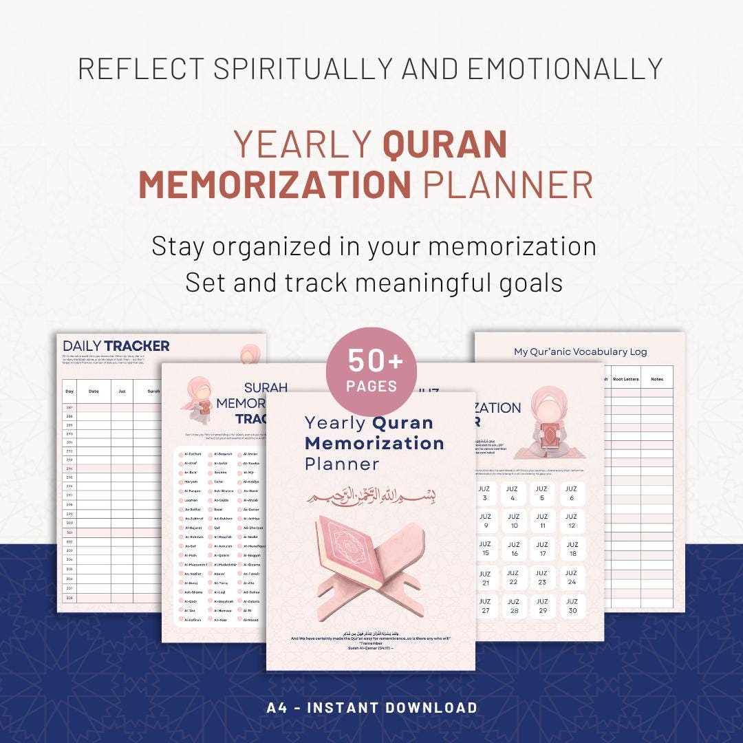 50+ Printable A4 Qur’an Memorization Planner | Islamic Printable PDF ...