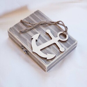 Nautical Wedding Ring Box Beachy Coastal Rustic Striped Aged Ivory ...