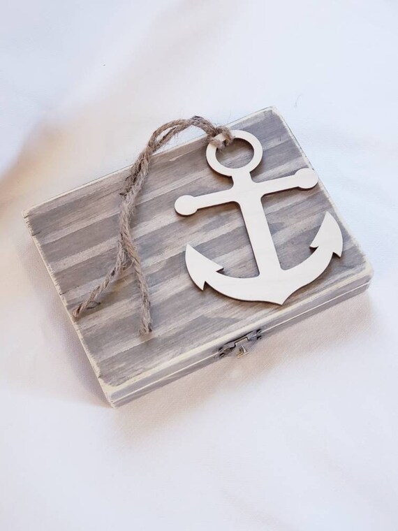 Nautical Wedding Ring Box Beachy Coastal Rustic Striped Aged | Etsy